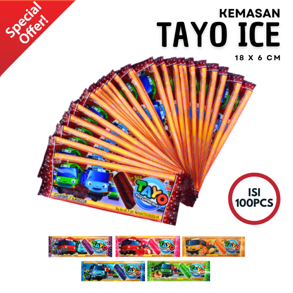Tayo Plastic Ice Cream Packaging Ice Cream Loly Stick Motif 18x6 cm ...