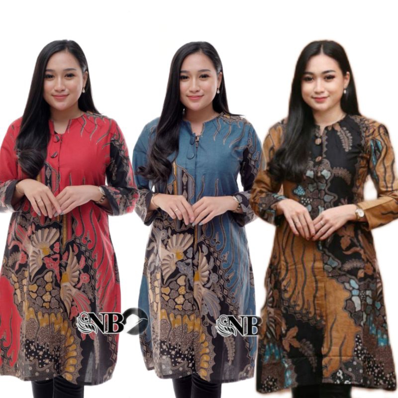 Women's BATIK TUNIC TOPS OFFICE UNIFORM SIZES M L XL XXXL | Shopee ...