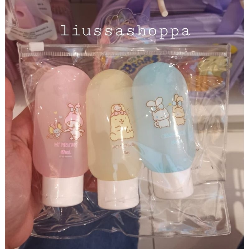 Miniso Travel Kit - Sanrio Characters Shower Bottles (3 pcs) | Shopee ...