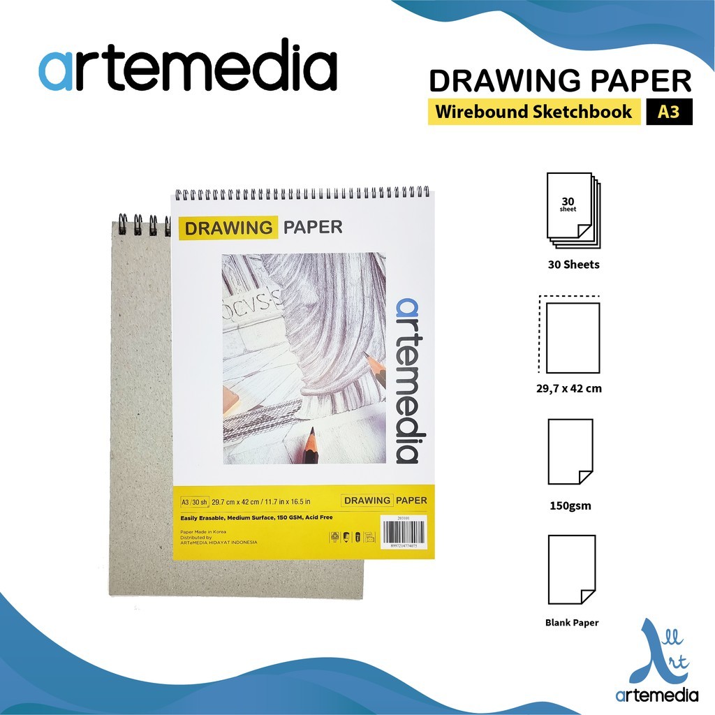 Drawing & Sketchbook Artemedia Drawing Paper Book A3 Wire Bound ...