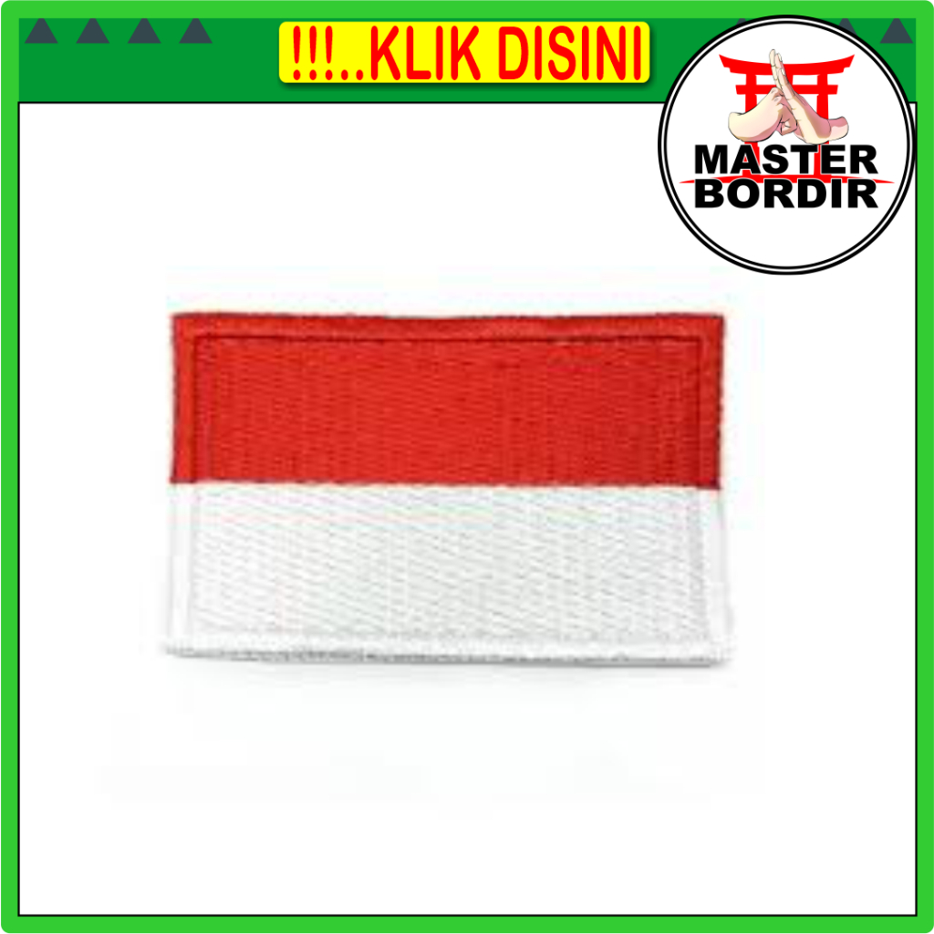 MERAH PUTIH Computer embroidered red and white flag measuring 3x5 cm ...