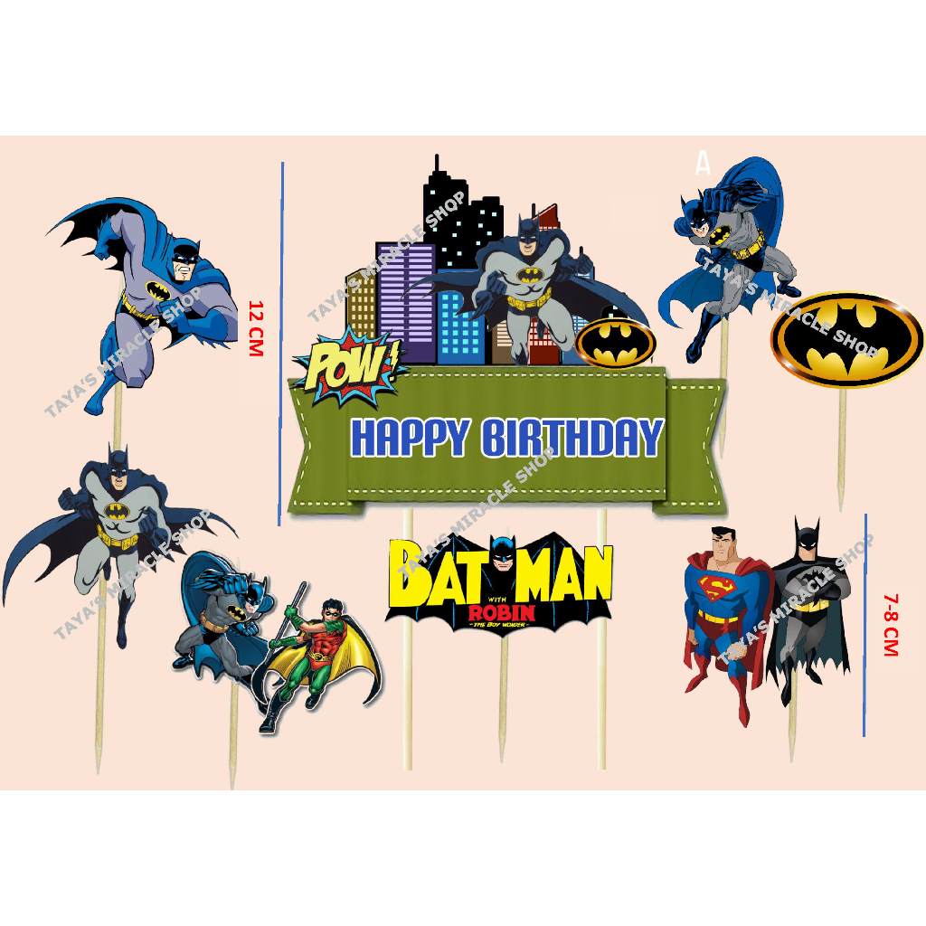 Toper / Topper / Birthday Cake Decoration / Happy Birthday Batman 1 set ...