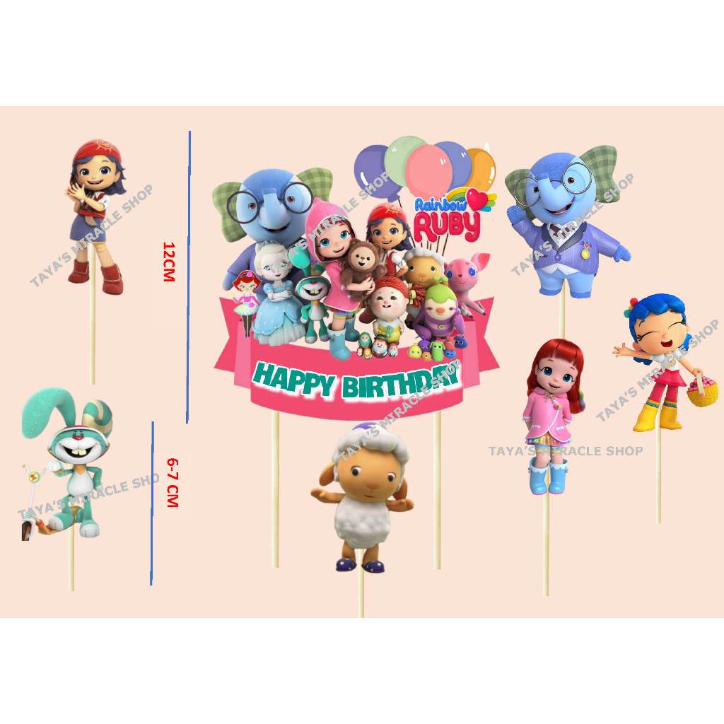 Toper / Topper / Birthday Cake Decoration / Happy Birthday Rainbow Ruby ...
