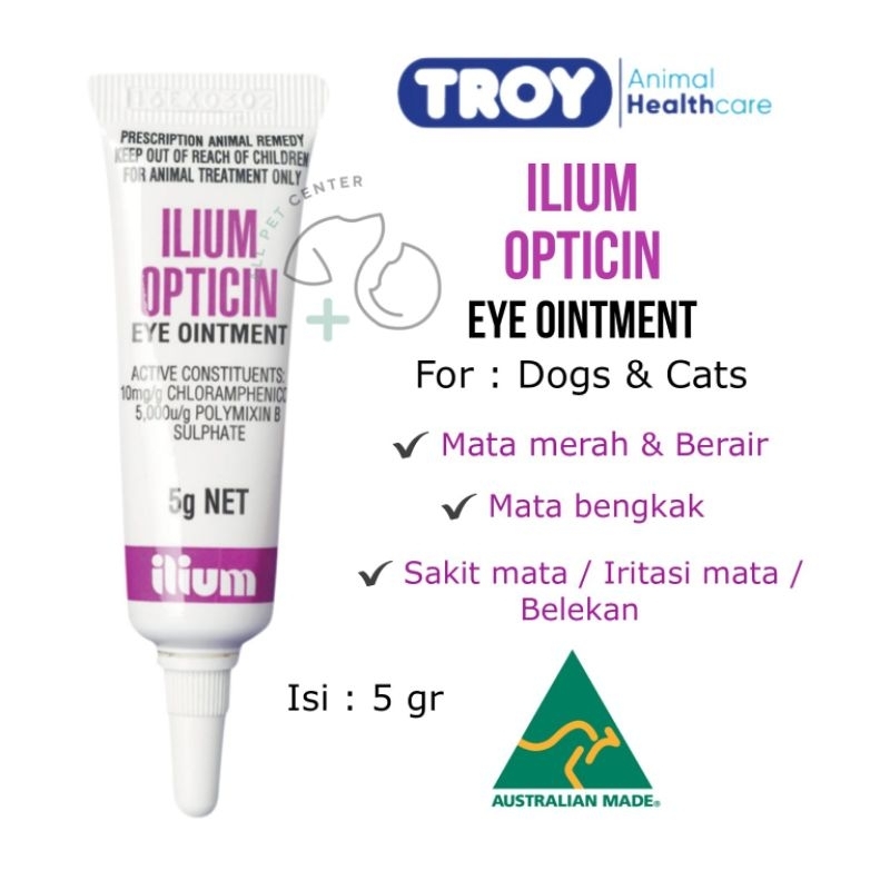 MATA MERAH Ilium OPTICIN Dog Eye Ointment 5 gr Contents For Watery Red ...