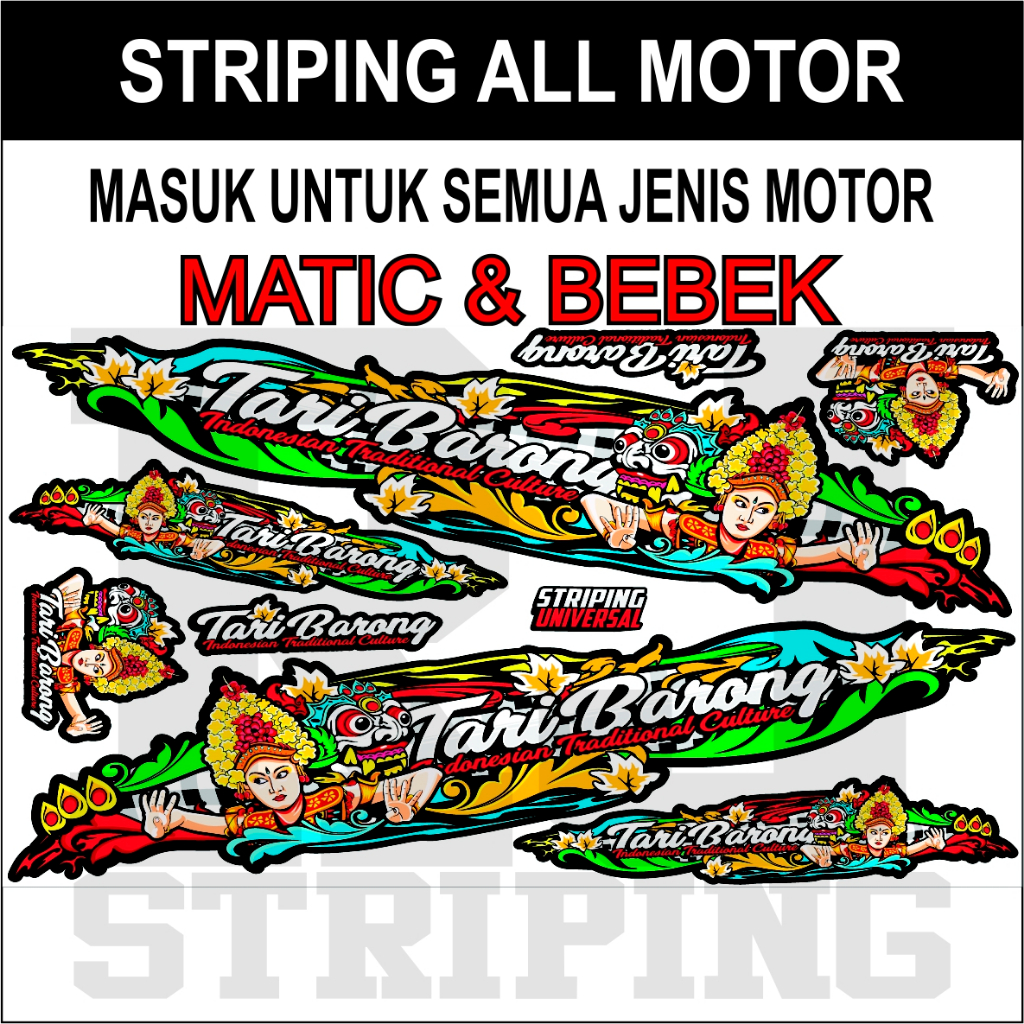 All MATIC MOTORCYCLE STRIPING STICKERS TARI BARONG MOTIF / UNIVERSAL ...