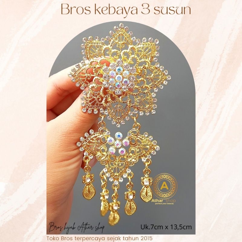 Large Brooch Stacking 2 Silver Gold Premium Bross Kebaya Politikaru ...