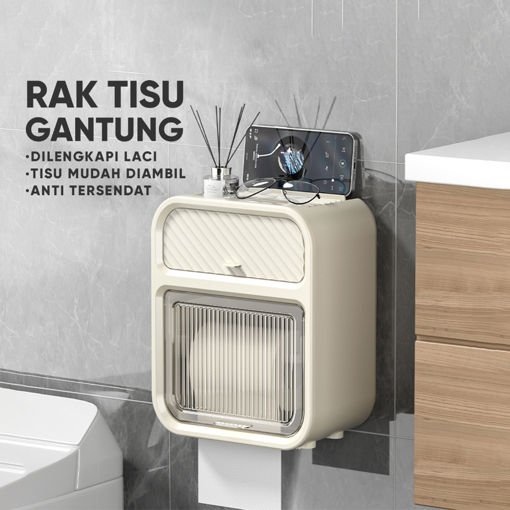 Hanging Tissue Rack / Wall Mounted Tissue Box Anti-Drill Multipurpose ...