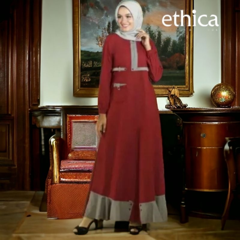 Beautiful Gamis Ethica Series Ayumi 100 Claret | Shopee Philippines