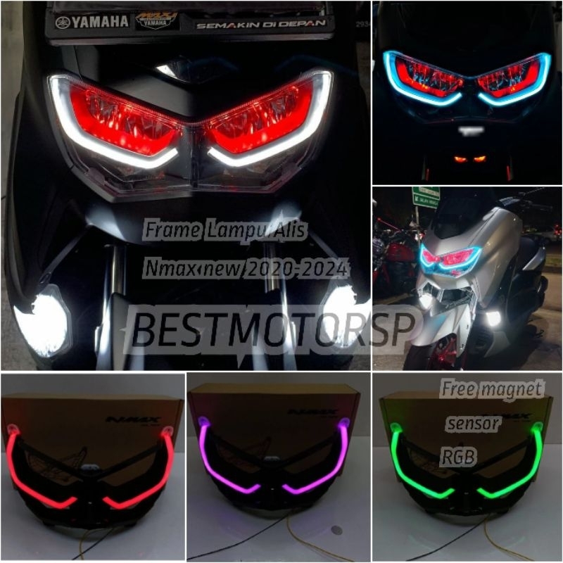 Led Eyebrow Lights PLUS FRAME YAMAHA NMAX 155 NEW RGB 7 Colors HEADLAMP ...