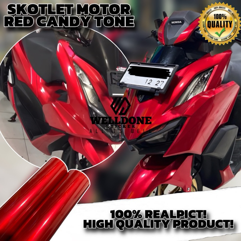 MERAH Red candy tone Motorcycle Stickers candy metallic glossy red ...