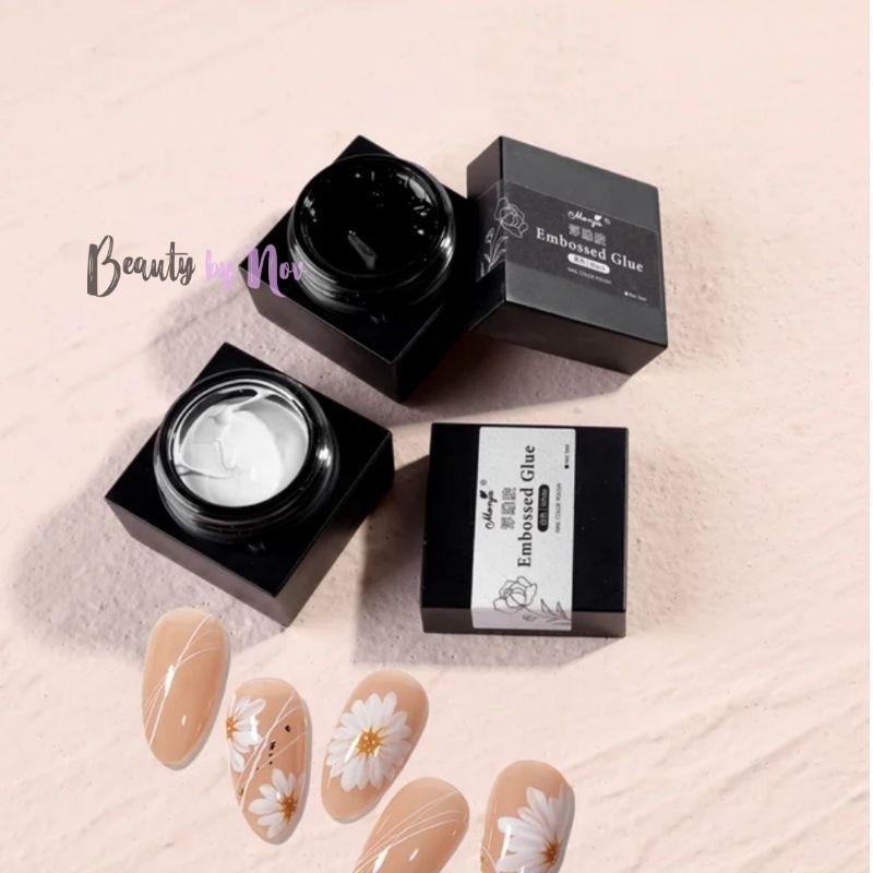 Monja EMBOSSED GLUE Emboss Nail Art Design Black White | Shopee Philippines