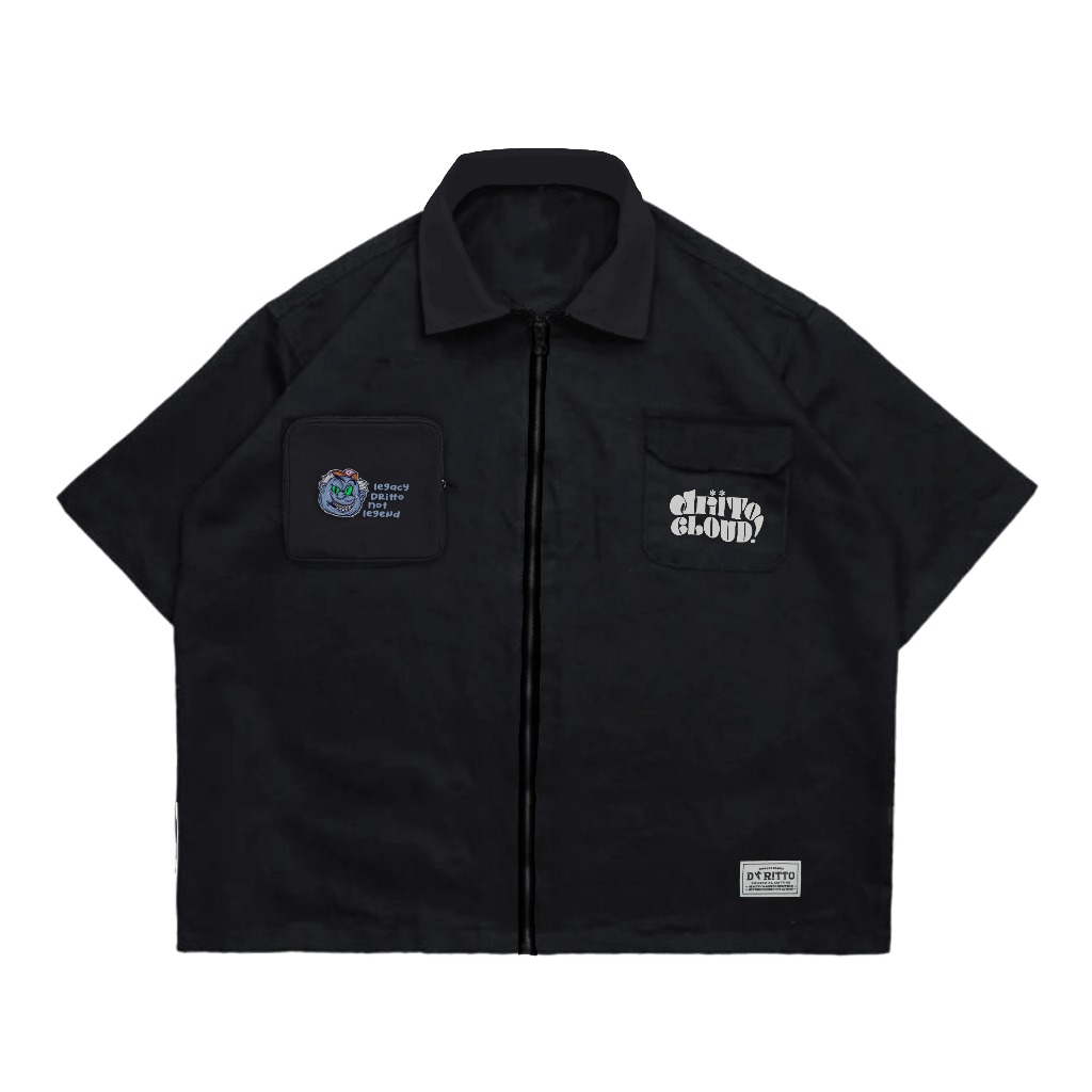 HITAM Drittoronzio Workshirt "Cloud" - Work Shirt Zipper - Black ...