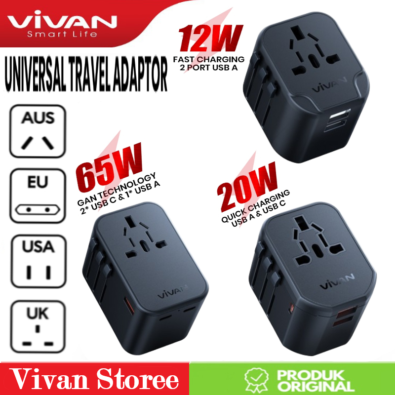 Vivan VPS Travel Adapter Universal Shell Portable Multi Function Power ...