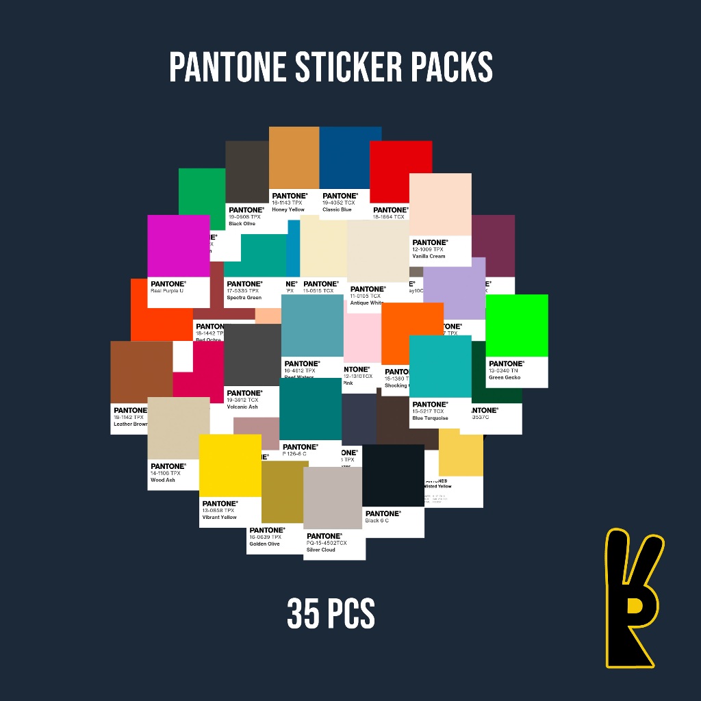 Pantone Sticker Pack 35Pcs | Suitcase Instrument Helmet Laptop Sticker ...