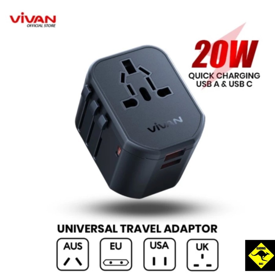VIVAN Travel Adapter Portable VPSTO03A Multi-country Power Adapter ...