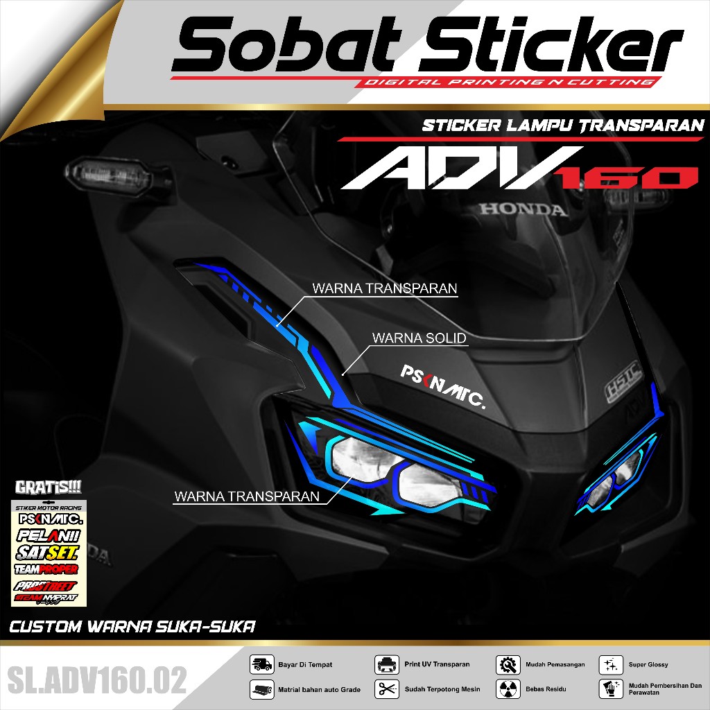 ADV 160 Light Sticker / Transparent UV Eyebrow Lamp Variation for Honda ...