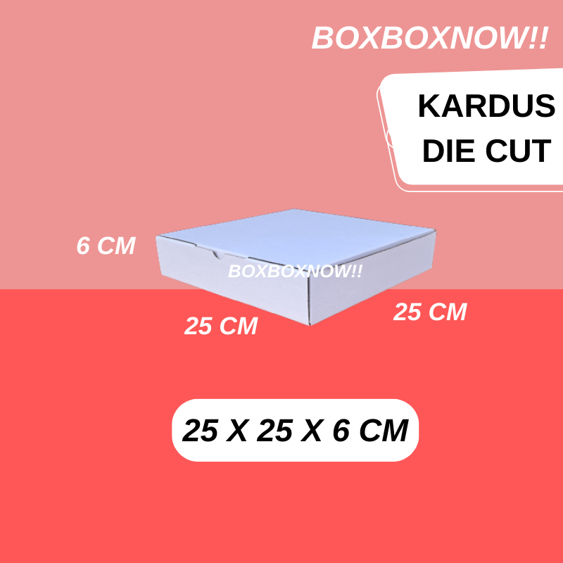 PUTIH 25 X 25 X 6cm Cardboard BOX WHITE DIE CUT BOX PACKING WHITE KRAFT ...