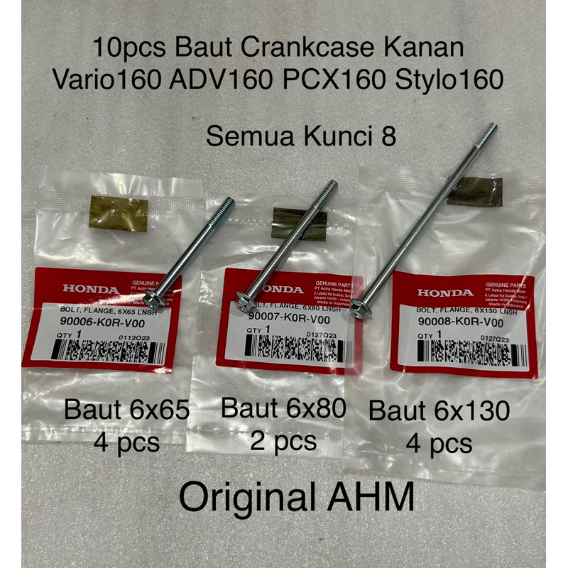 10pcs Right Crankcase Bolts Vario160 ADV160 PCX160 Stylo160 Original ...