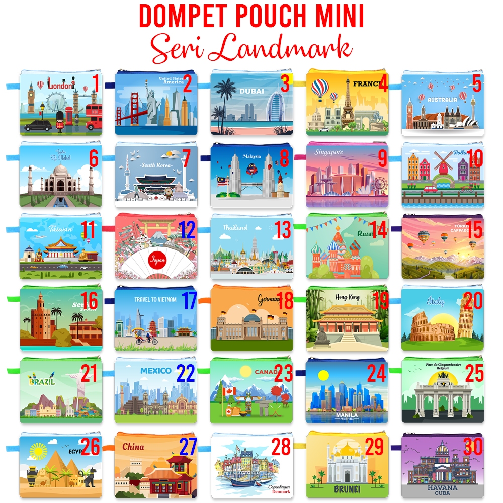 Landmark Series Mini Pouch Wallet Various Countries Wallet Souvenirs ...