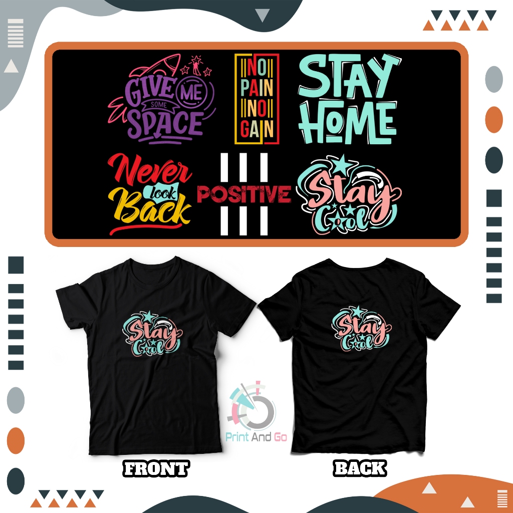 IRON-ON SCREEN PRINTING DTF PRINTING TYPOGRAPHY WORDS THEME VOL5 (SIZE ...