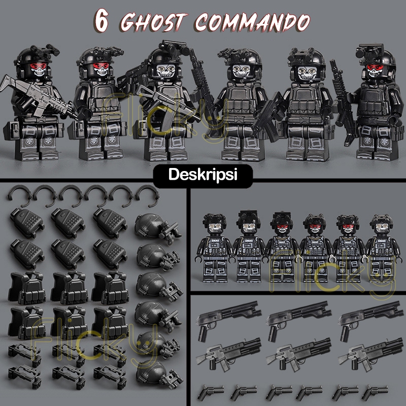 Military Minifigure army Swat Team 6 Ghost Comando Pack Blocks toy ...
