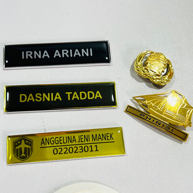 (1 GOLD/SILVER PACKAGE) resin acrylic chest Name plate/MAKASSAR Name ...