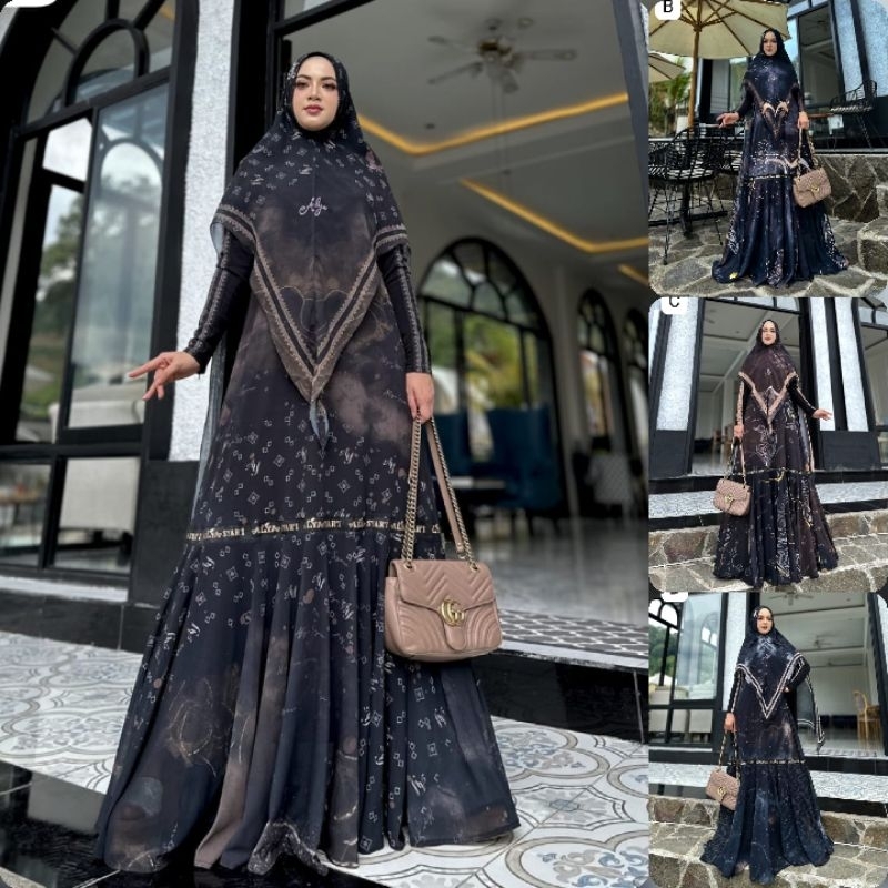 ALYA MARAWA BLACK Muslimah Syari Gamis Dress Marawa BLACK series By ...