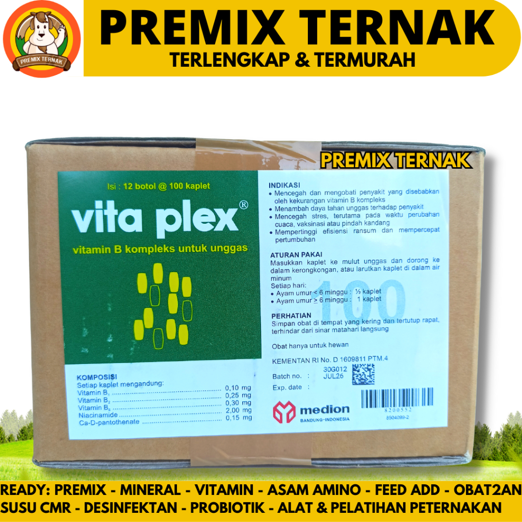 Vita PLEX 100caplets 1 Box (12 Bottles) - Vitamin Poultry Chicken Bird ...