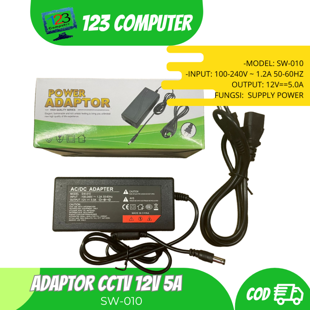 Cctv Adapter 12V 5A Adapter/12Volt DC Adapter 5 Ampre Power Supply ...