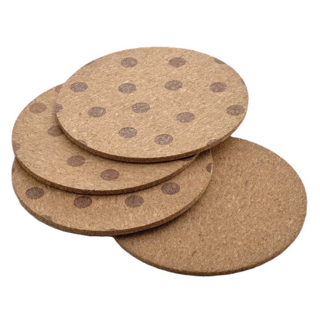 531 - Plain Polka Dot Coasters Aesthetic Cork Coasters Contains 4 pcs ...