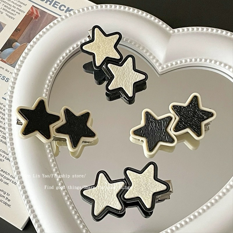 HITAM PUTIH Ringo Stuff - BW Double Stars Clip Star Motif Hair Clips ...
