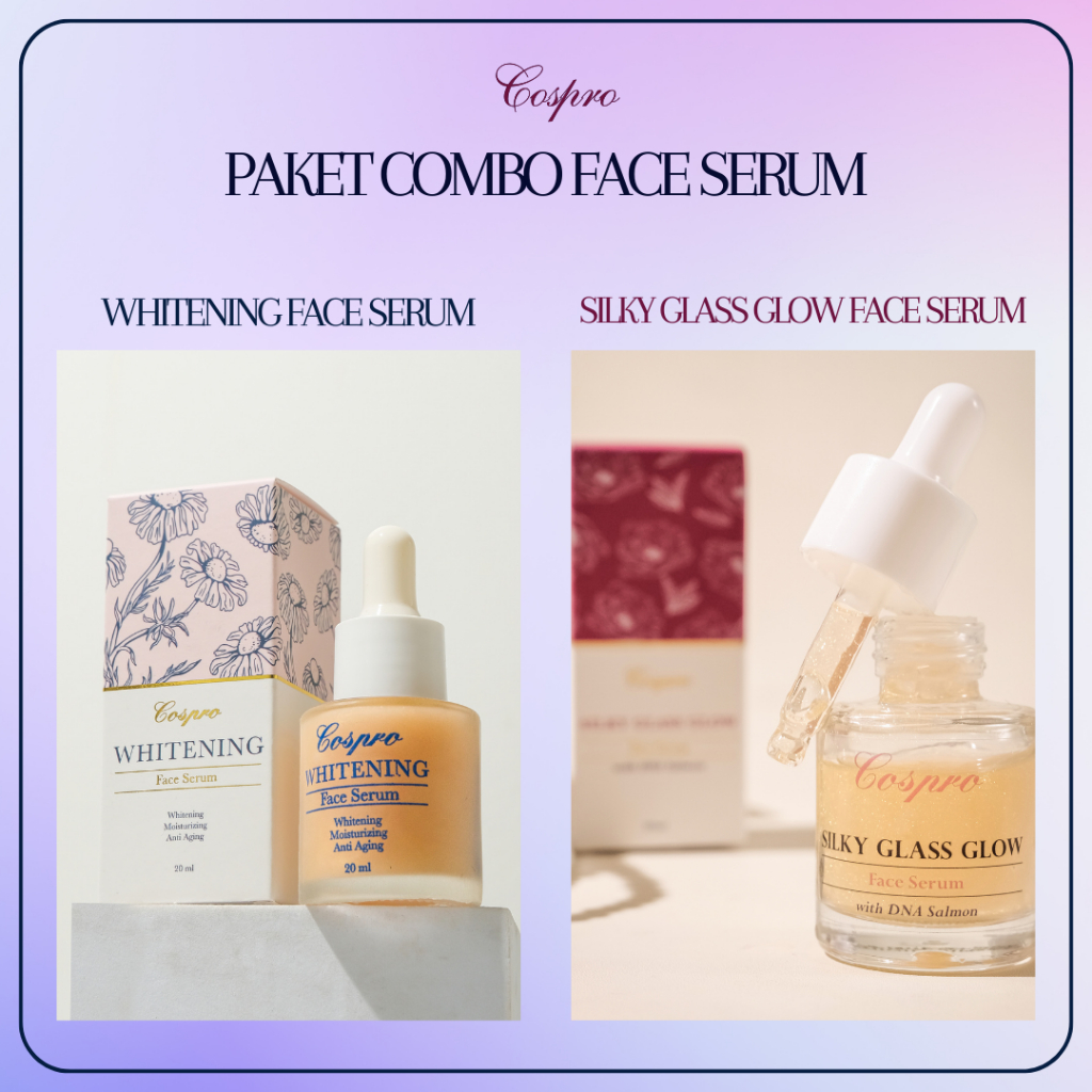 Cospro COMBO 2 SERUM Whitening+Silky Glass Glow Dna Salmon Aging Glowing Glass Skin Essence Face ...