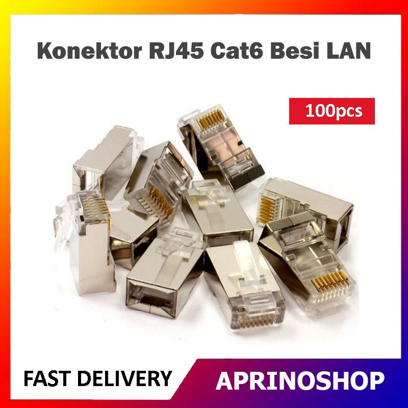 Rj45 Cat5 Iron LAN Connector Contents 100pcs RJ45 Metal Iron Connector ...