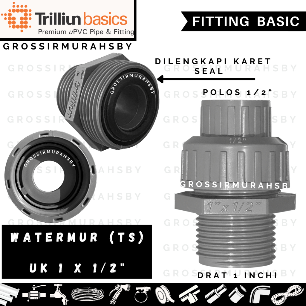 Watermur PVC 1x1/2 Inch Trillion TS | Watermoor | W. pvc Nut | Union ...