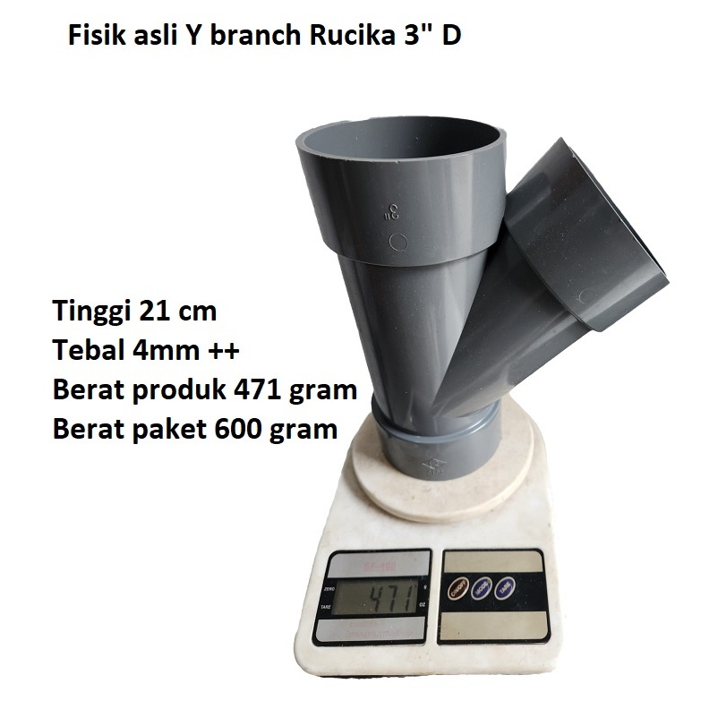 Y branch 45 rucika 3" 3 inch in 3x2 inches thin PVC D can be used to ...