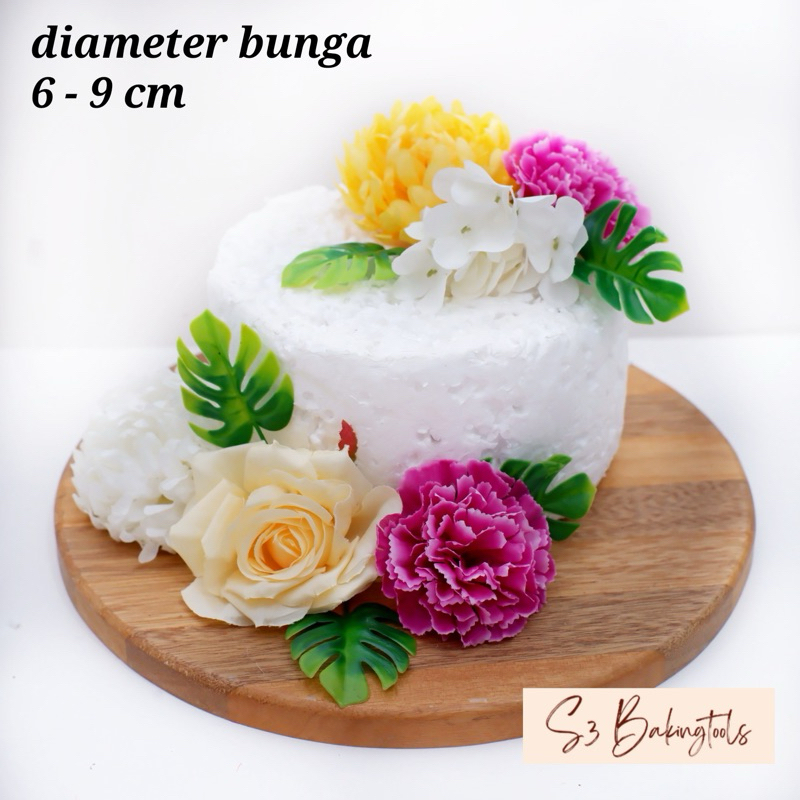 Cake topper, artificial flower tropical garden cake decoration set ...
