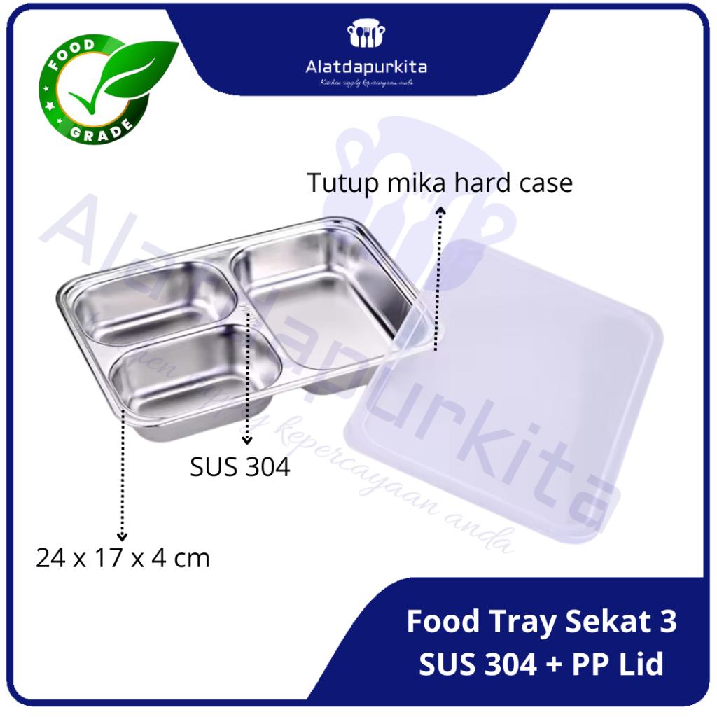 Food Tray Lunch Box Bento Plate Lunch Box Stainless 304 3 Dividers With ...