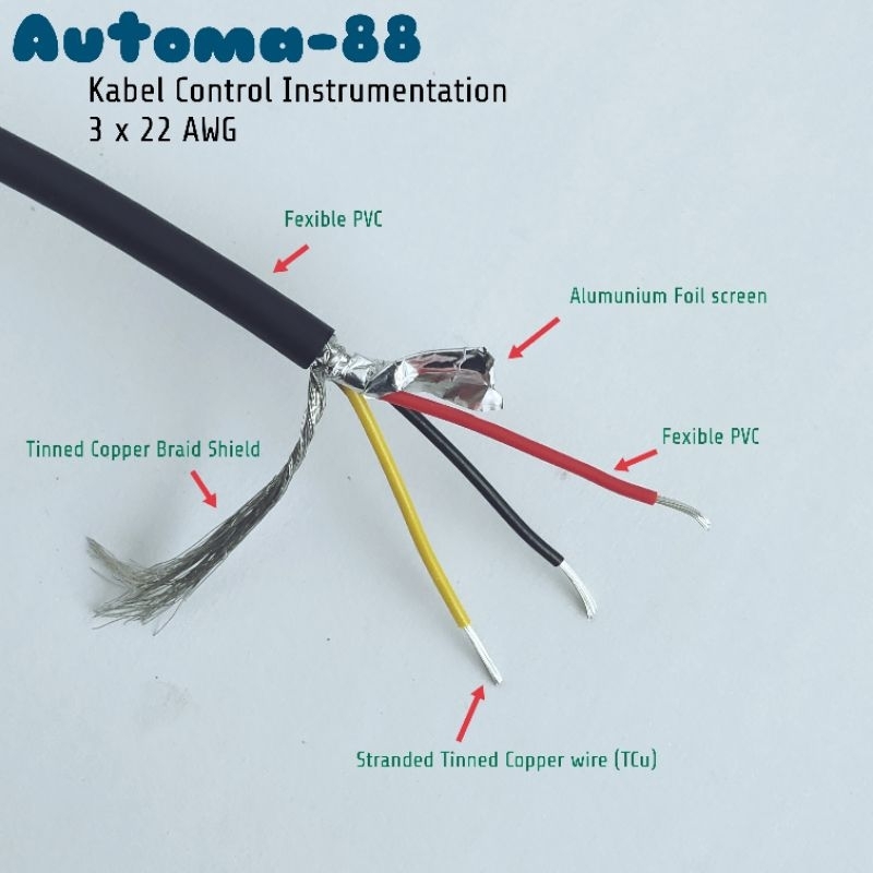 PT100 Cable 3 Wire 3 x 22AWG 3 Core 3C 22 AWG Instrumentation Cable RTD ...