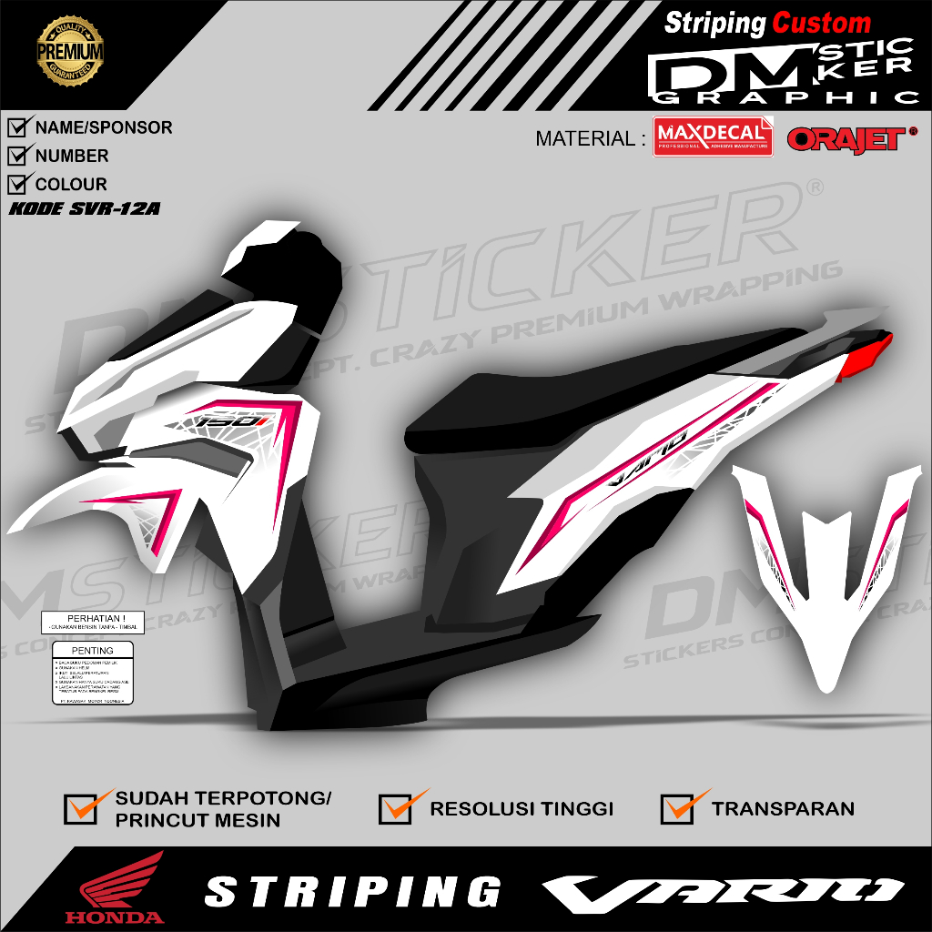 Transparent STRIPING VARIO 125-150 2022-2023 VARIO GEN CODE SVR-012 ...