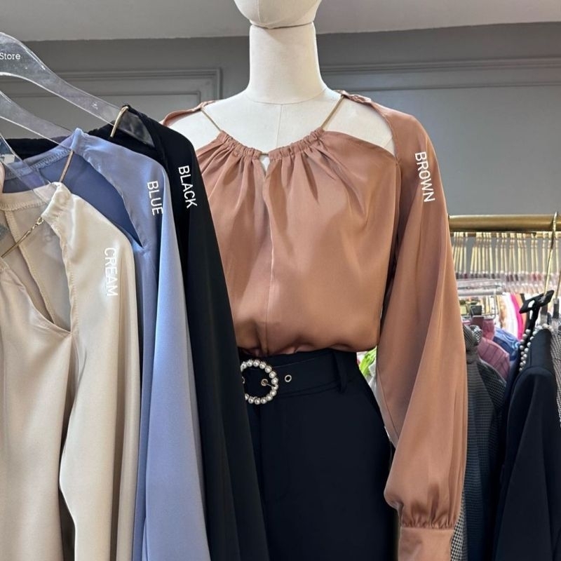 KEMEJA New!!️Blink shirt, long sleeve top, flowy silk, smooth (THERE ...