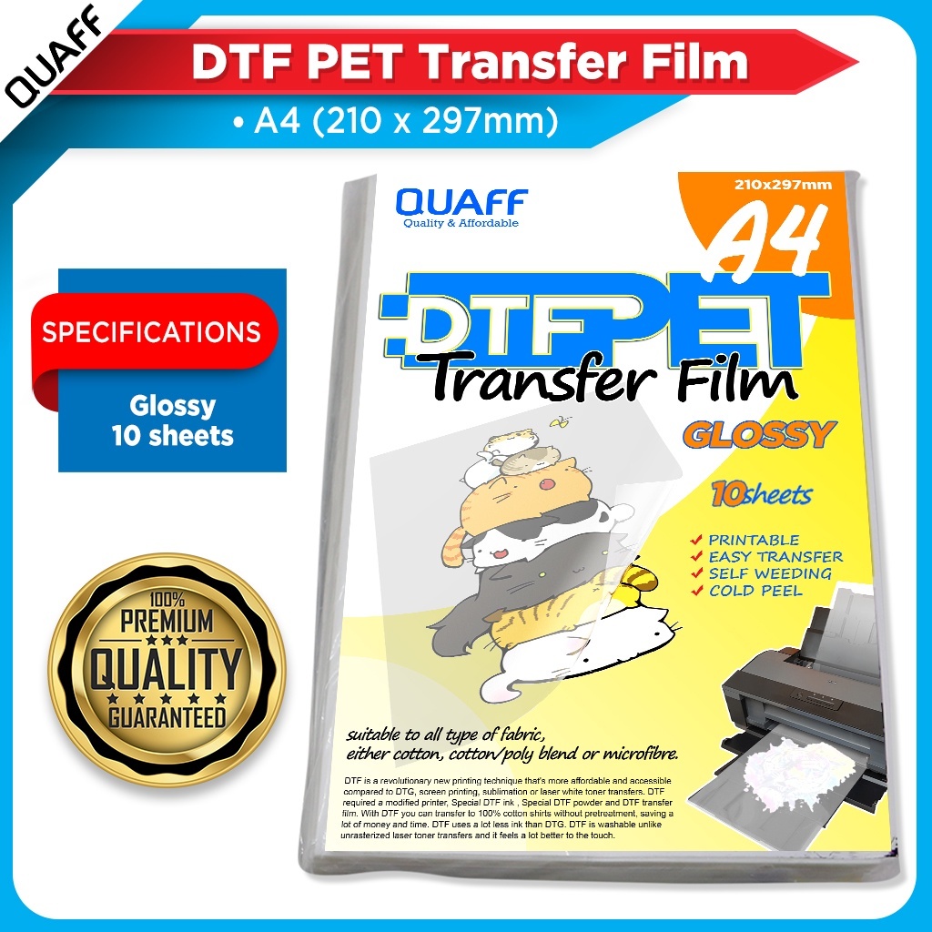 QUAFF DTF Iron-On Screen Printing Custom Unit Image and Size A3 A4 ...