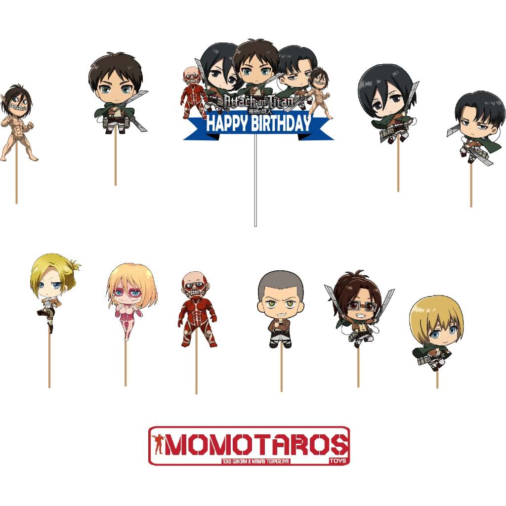 Chibi Attack of Titans cake Topper contains 11 pcs | Shopee Philippines