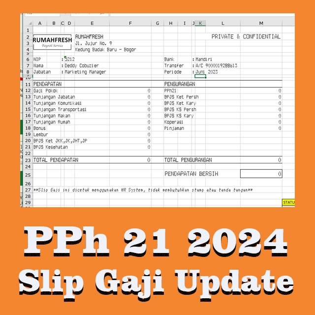 Excel Payroll format Office Needs with PPh and Bpjs formulas | Shopee ...