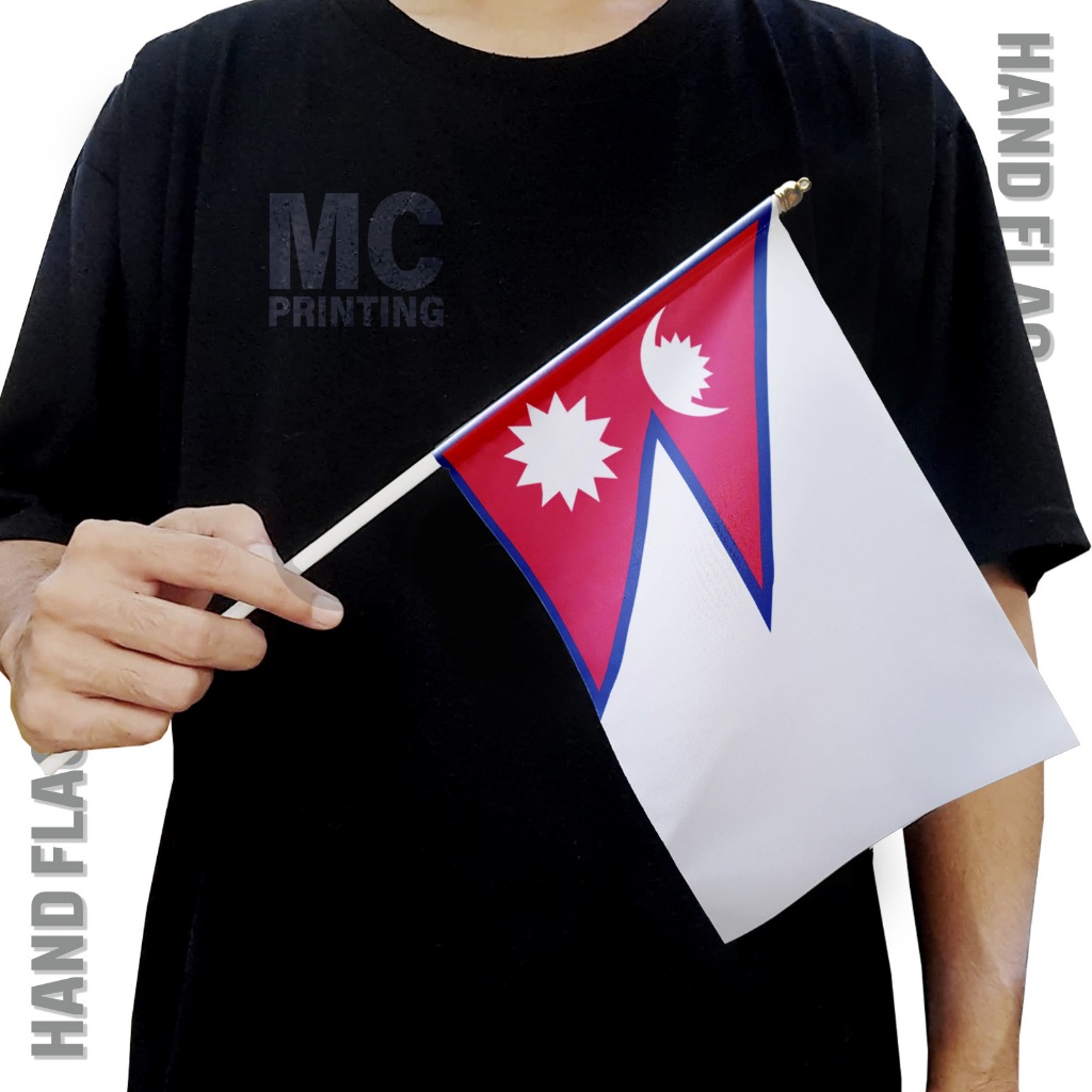 Nepal Hand Flag - Small Mini Parade Stick Flag, Waterproof Taslan ...