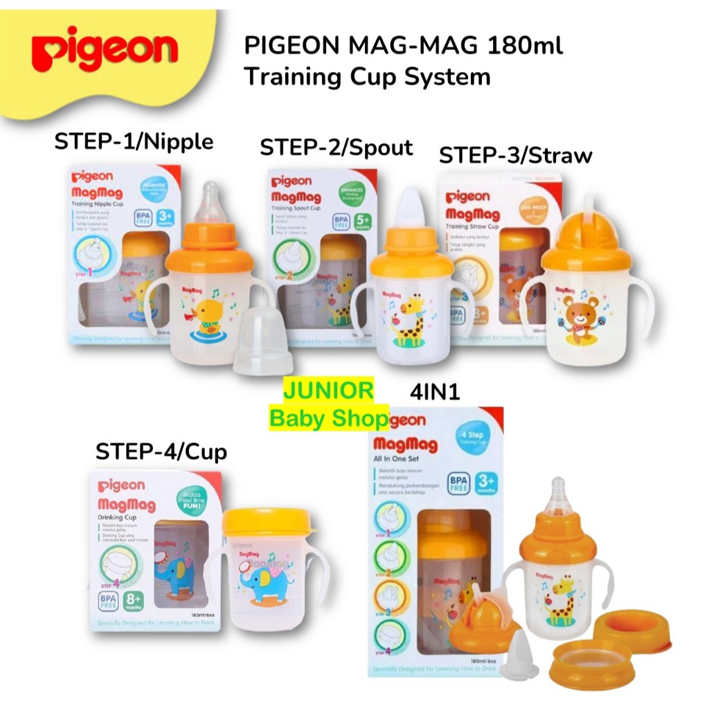 PIGEON Mag Mag Training Cup 180ml / PIGEON Baby Drinking Cup 180ml Spout Pacifier and Straw ...
