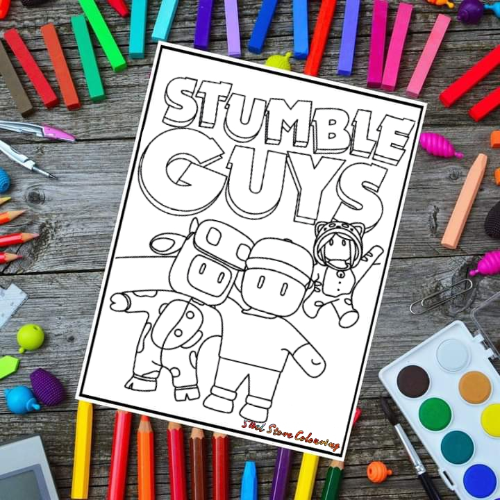 Stumble Guys Theme Children's Picture Coloring Paper/Drawing Paper (11 ...