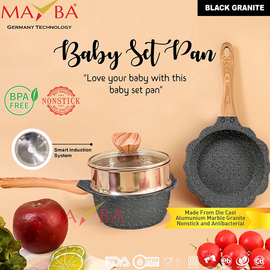 READY MAYBA GERMANY MPASI PAN Baby Cookware Full Set 16Cm CreamWhite ...