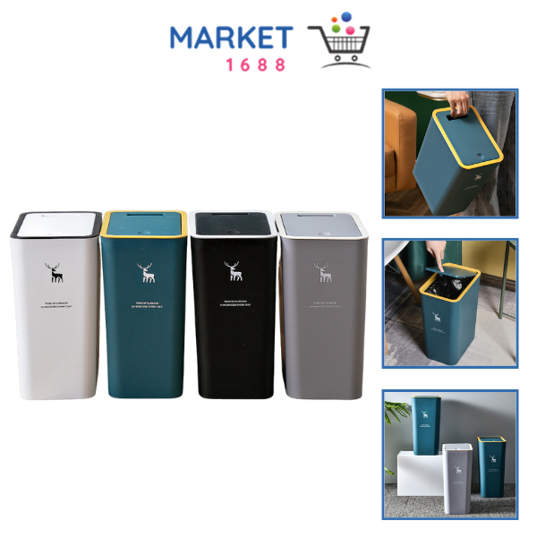 Market1688 Minimalist Closed Plastic Trash Can Trash Can Box With ...