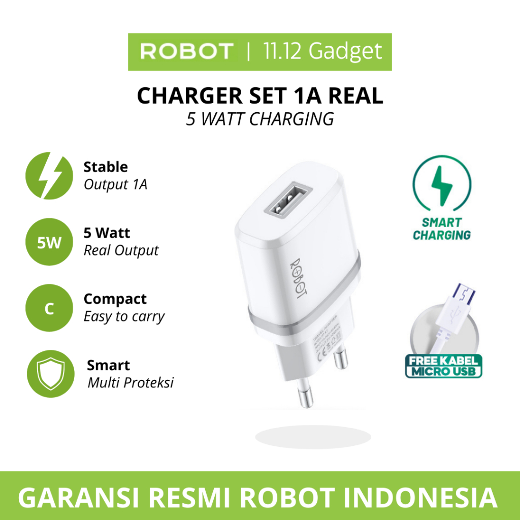 Robot CHARGER Cable MICRO USB PORT 5V/1A ANDROID CASAN HP Standard ...