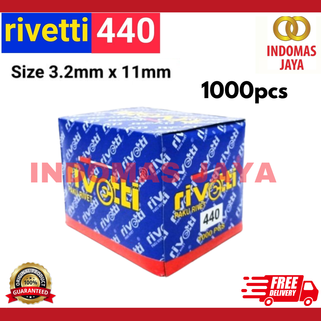 1 Box Rivetti 440 Brand Rivet Nails Size 3.2mm x 11mm Contains 1000 Pcs ...